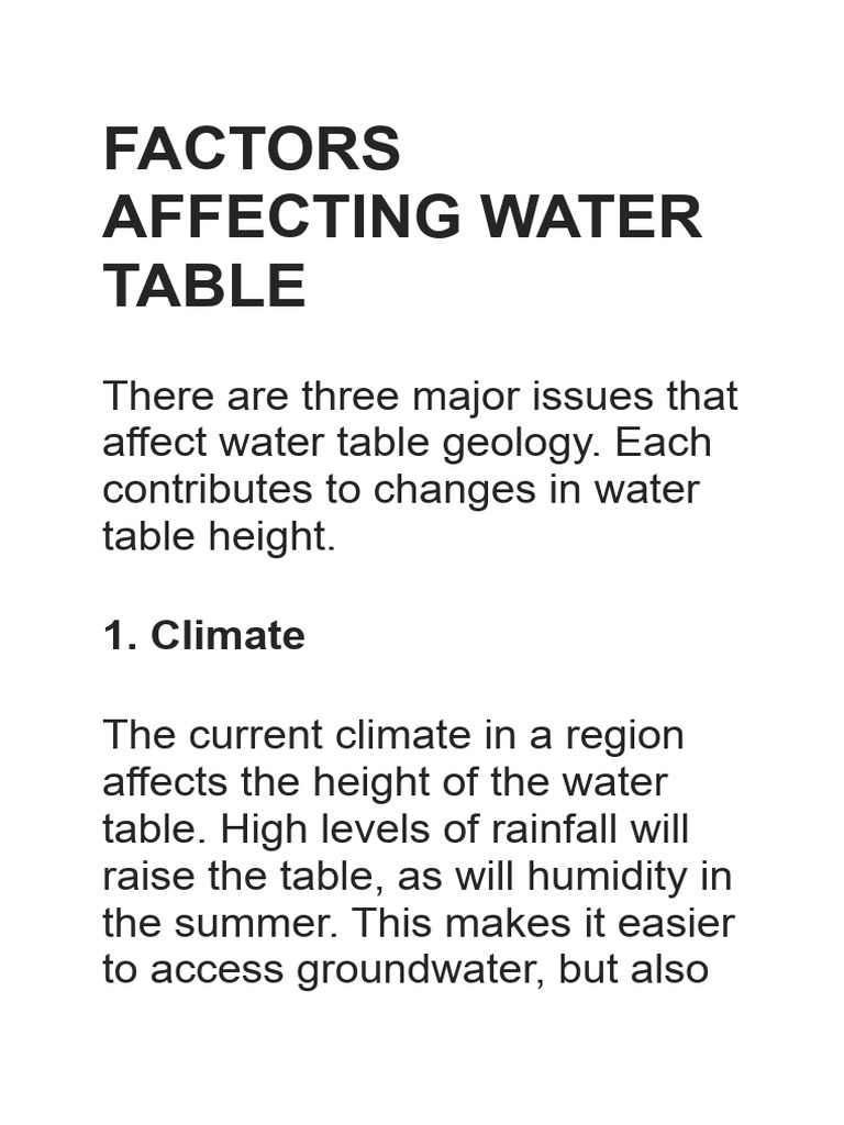 Water Table Dynamics Explained | PDF