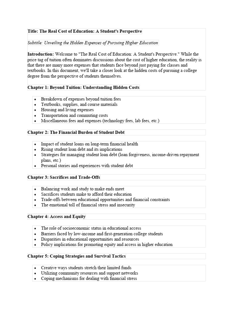 The Real Cost of Education A Student's Perspective | PDF | Student Debt ...