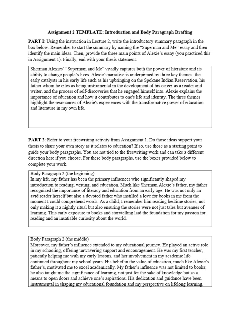 Assignment 2 TEMPLATE - NEW - Summary Paragraph - Thesis | PDF ...