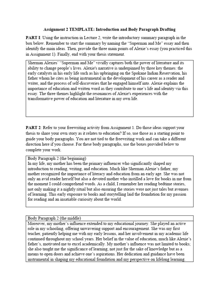 Assignment 2 TEMPLATE - NEW - Summary Paragraph - Thesis | PDF ...