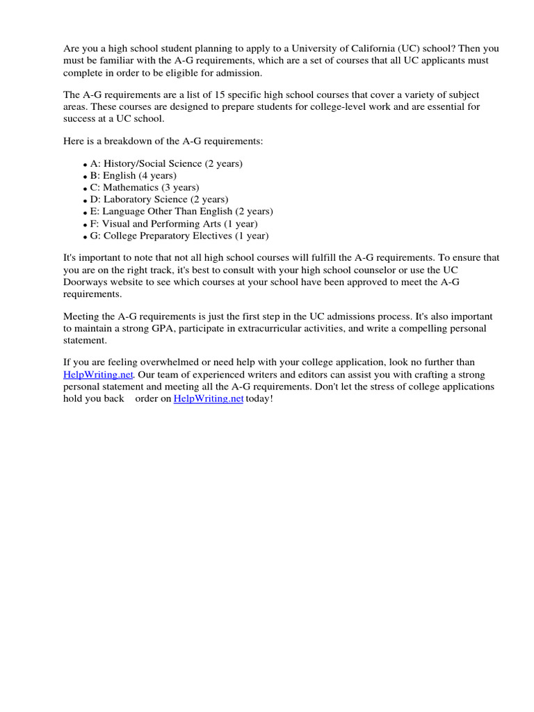 Uc A-G Requirements List | PDF | Educational Technology | Vertebral Column