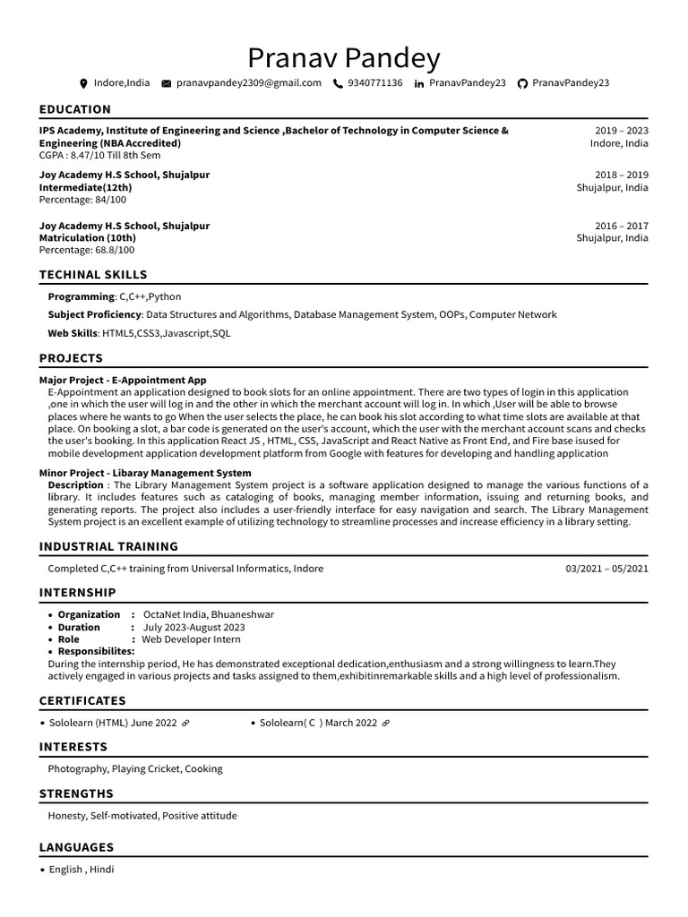 Pranav Pandey Resume | PDF | Application Software | World Wide Web Pranav Pandey Resume | PDF | Application Software | World Wide Web