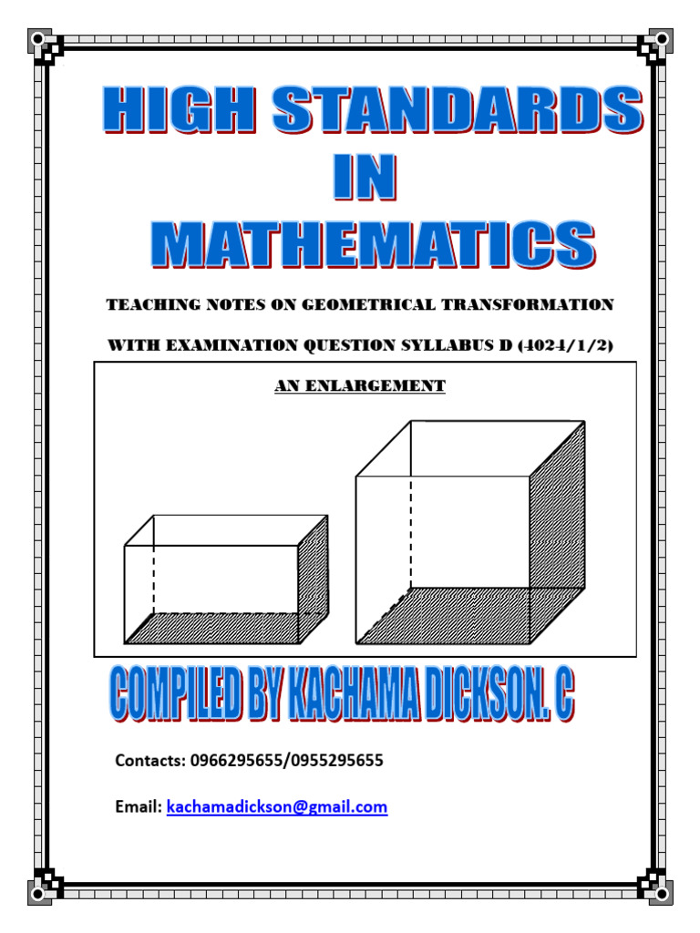 Teaching Notes On Transformation 1 Pdf Cartesian Coordinate System