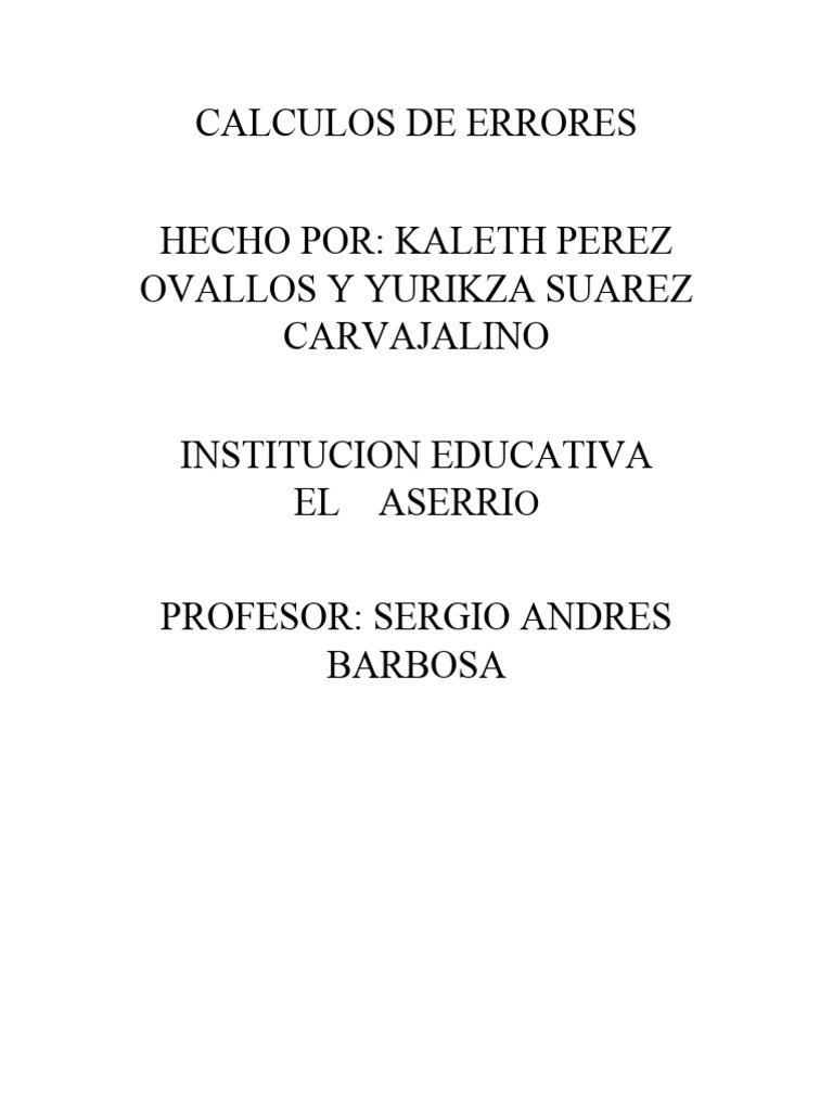 Calculos de Errores | PDF
