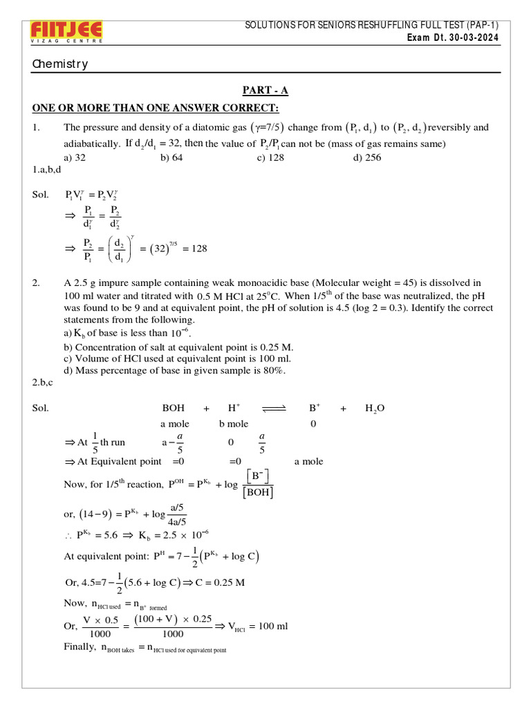 Chemistry paper fiit | PDF | Scientific Phenomena | Chemistry