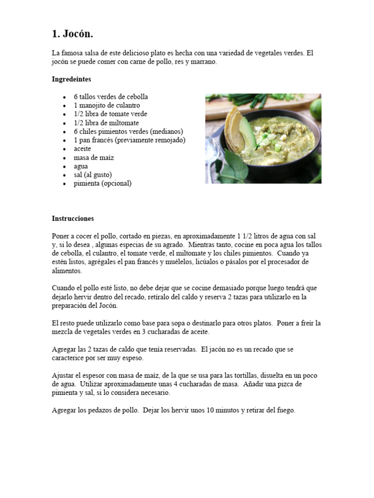 10 Comidas Tipicas Con Receta | PDF | Cilantro | Cocina de las Americas