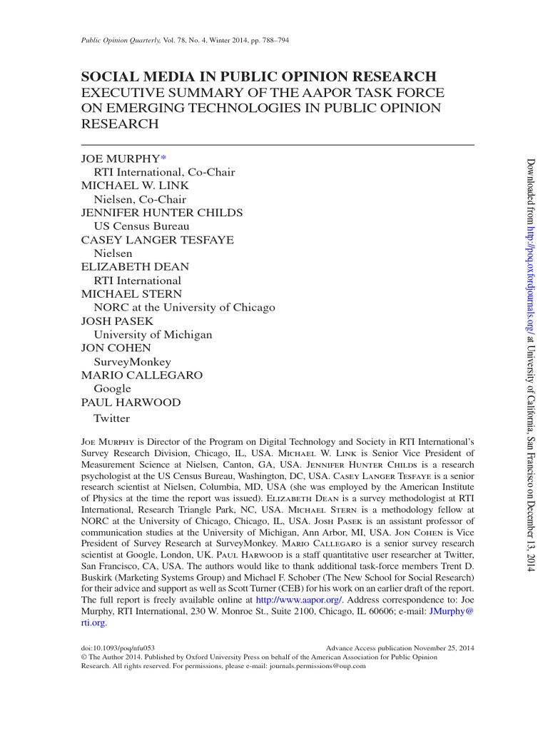 Social Media's Role in Opinion Research | PDF | Social Media | Popular ...
