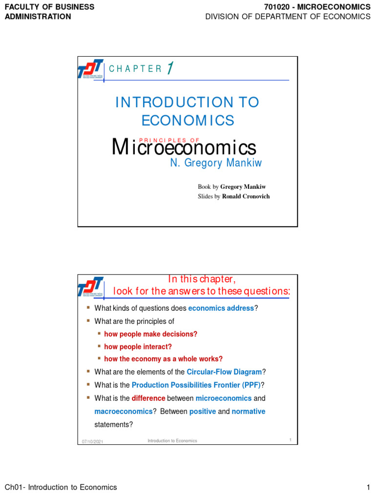Ch01 - Introduction To Economics | PDF | Economics | Microeconomics