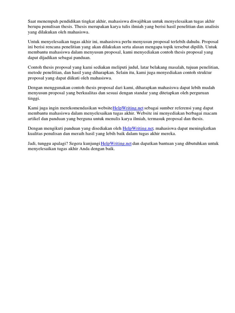 Contoh Thesis Proposal | PDF
