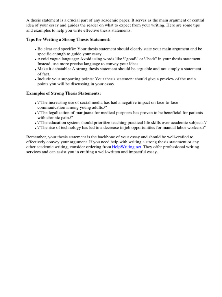 Writing Thesis Statements - Tips and Examples | Download Free PDF | Essays | Thesis