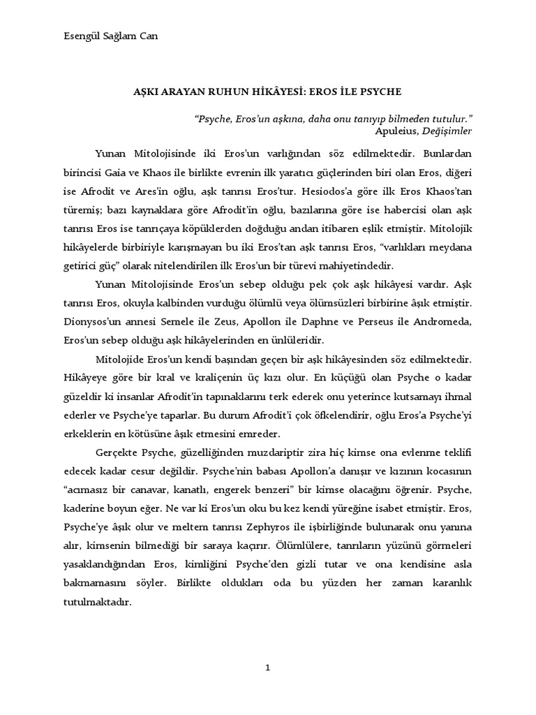 Aski Arayan Ruhun Hikayesi Eros Ile Psyc | PDF
