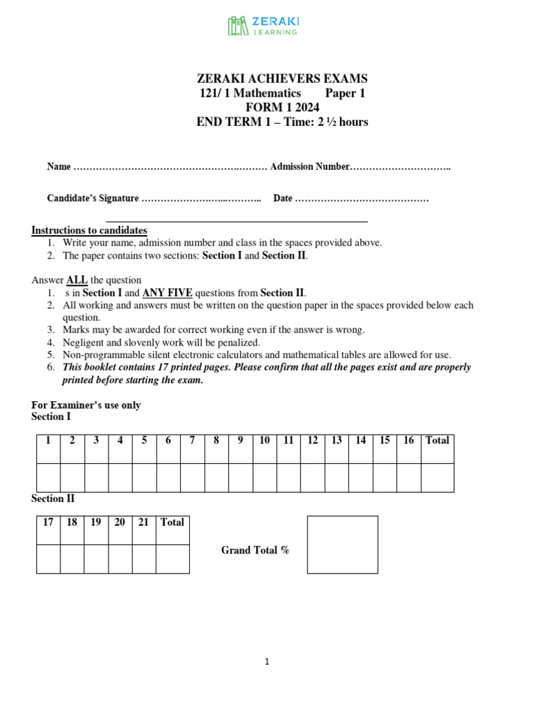 April Holiday Assignment Assignments - Form 1 - Mathematics | PDF | Mathematics | Arithmetic