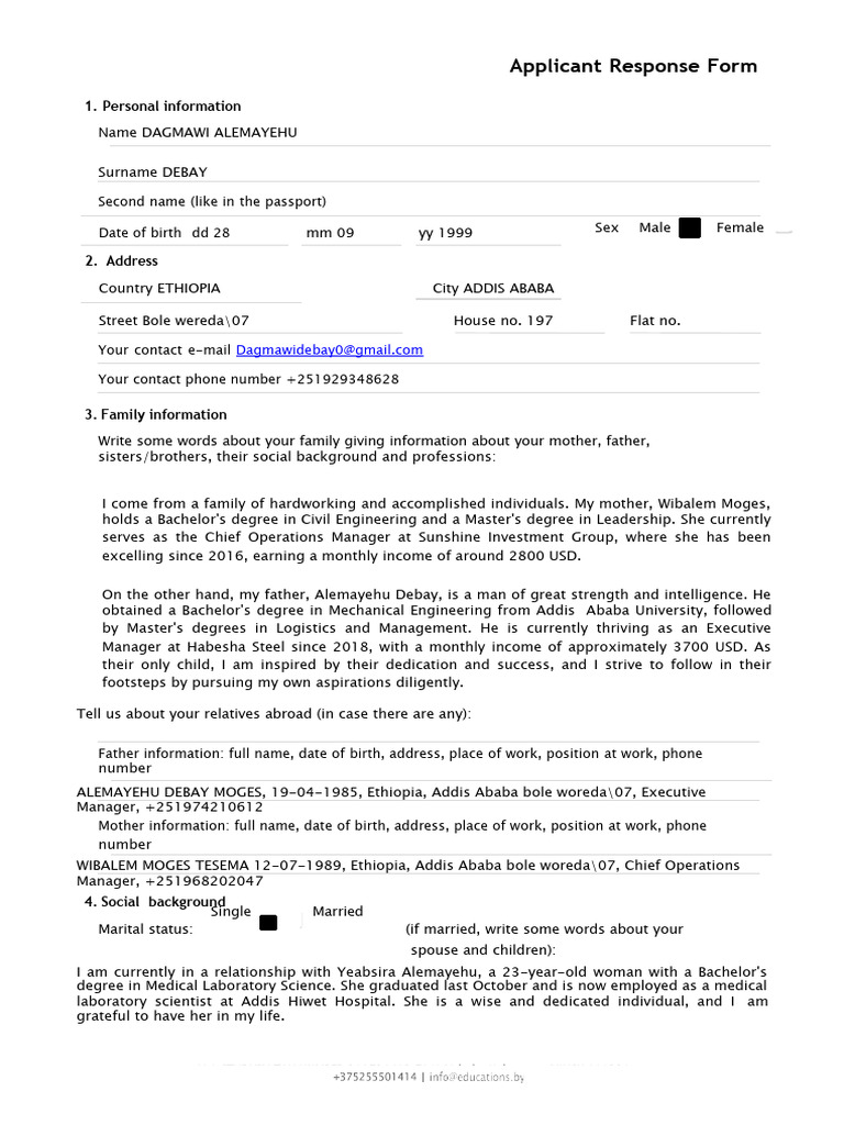 Applicant Response Form_StudyBy(1) | PDF