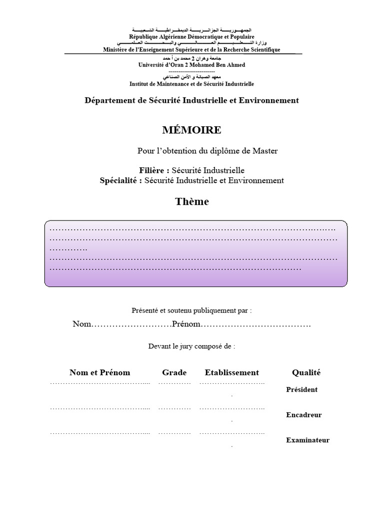 Page de Garde Du Memoire de Master 2017 | PDF