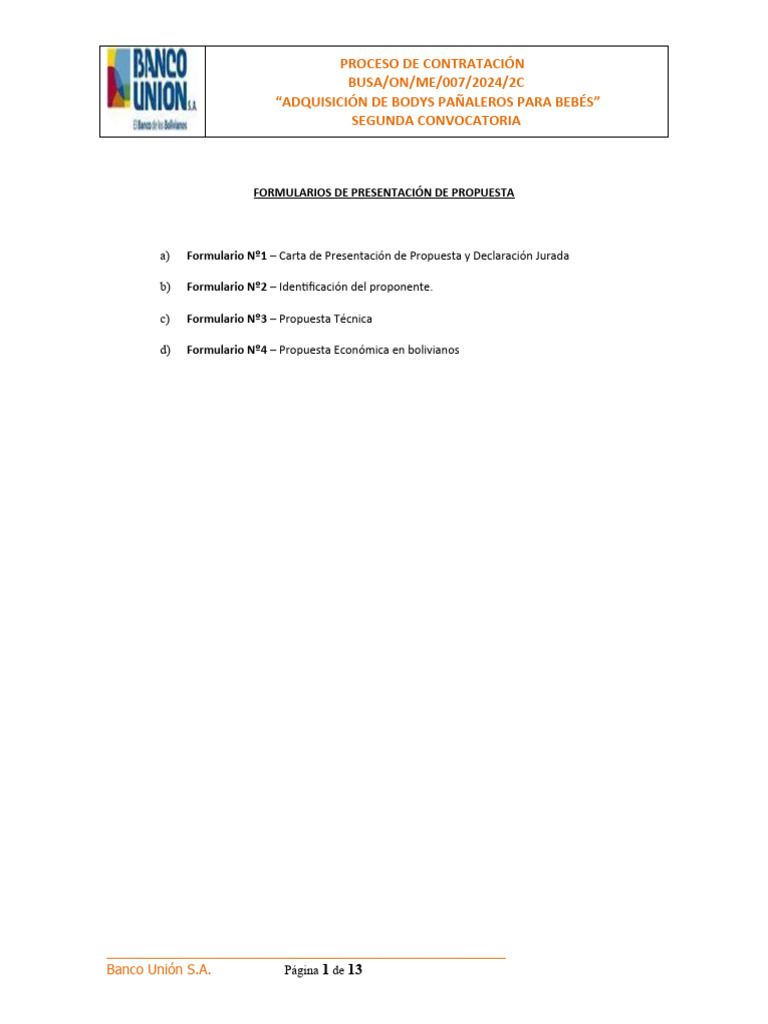 Formularios de Presentación Me-07-24-2c Adq. Bodys Pañaleros para Bebés ...