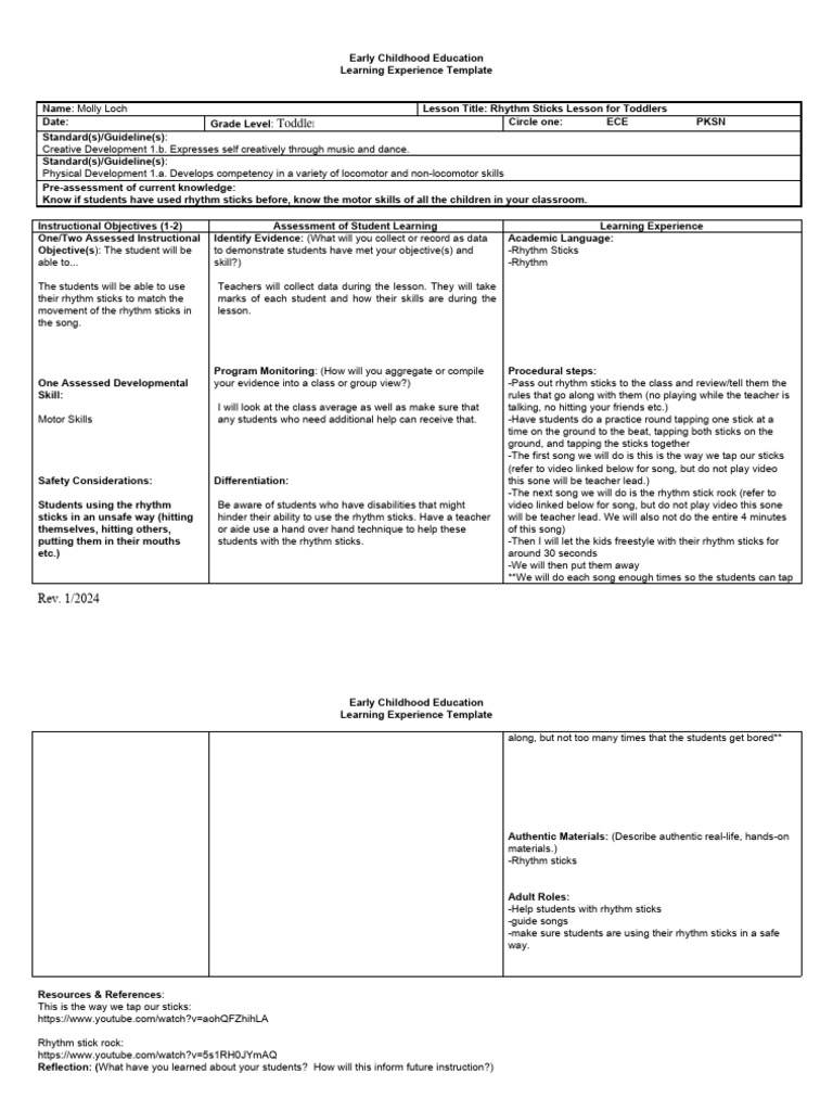 edt 317 music lesson plan 2 | PDF | Learning | Behavior Modification