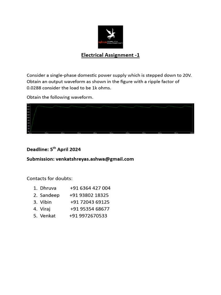 Electrical Assignment-1 | PDF