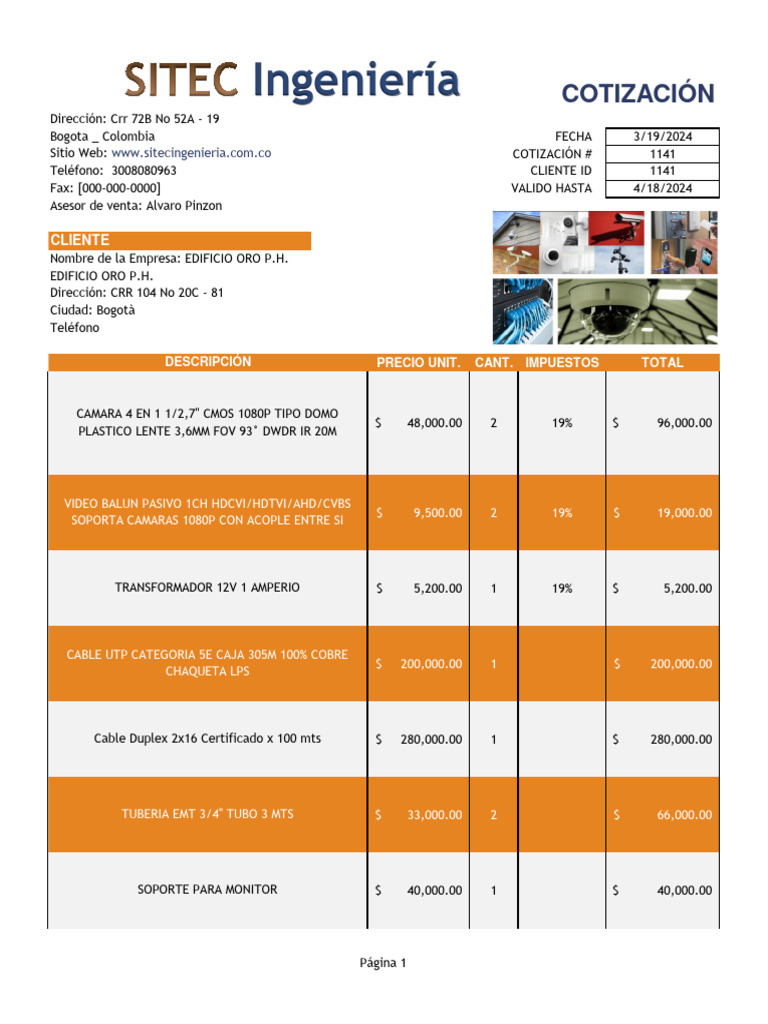 COTIZACION CCTV EDIFICIO ORO | PDF
