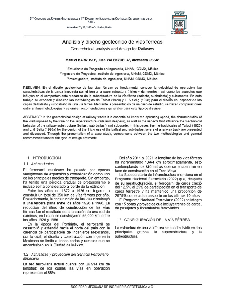 Análisis y Diseño Geotécnico para Vías Férreas - Manuel J. Barroso | PDF | Transporte ...