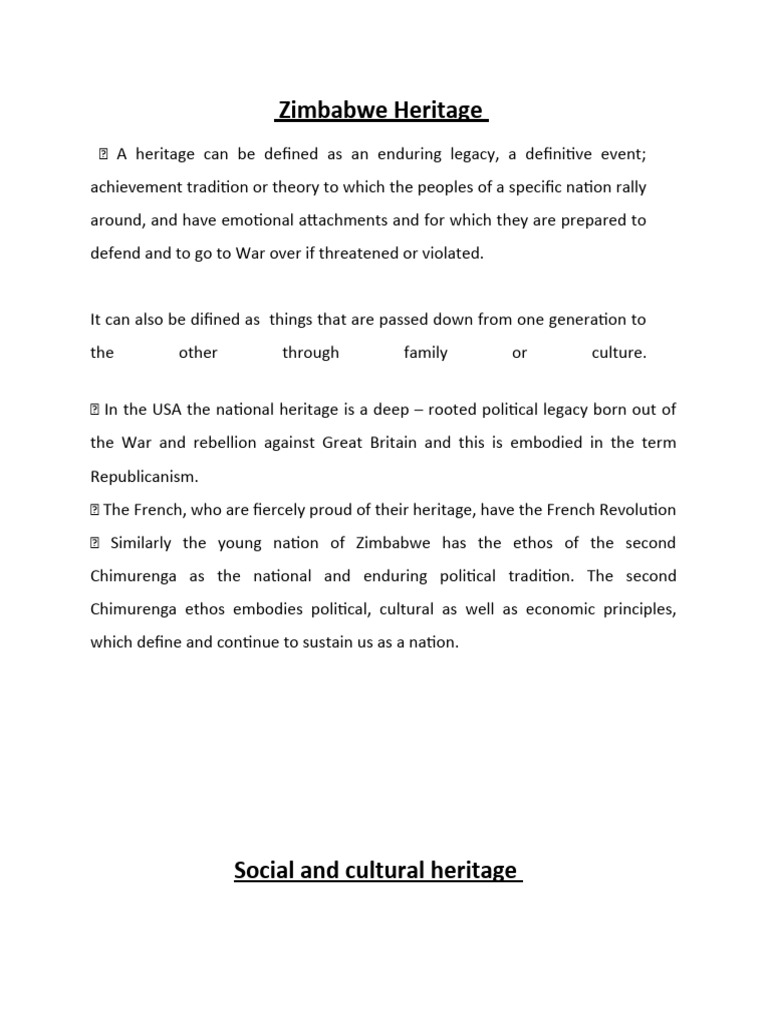 Preserving Zimbabwean Cultural Heritage | PDF | Cultural Heritage ...