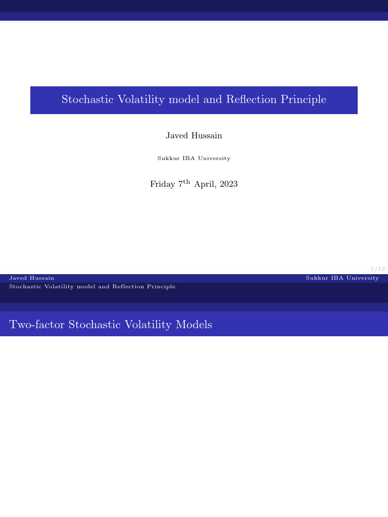 Stochastic Volatality Model | PDF | Vix | Volatility (Finance)