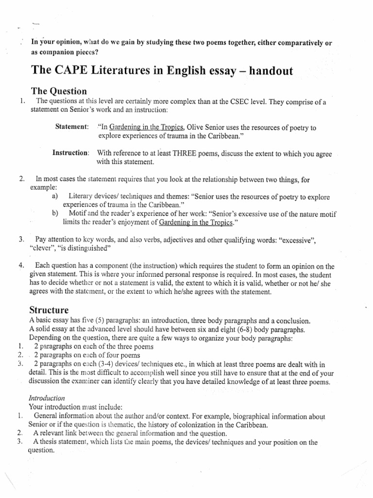 CAPE L.I.E Handout | PDF