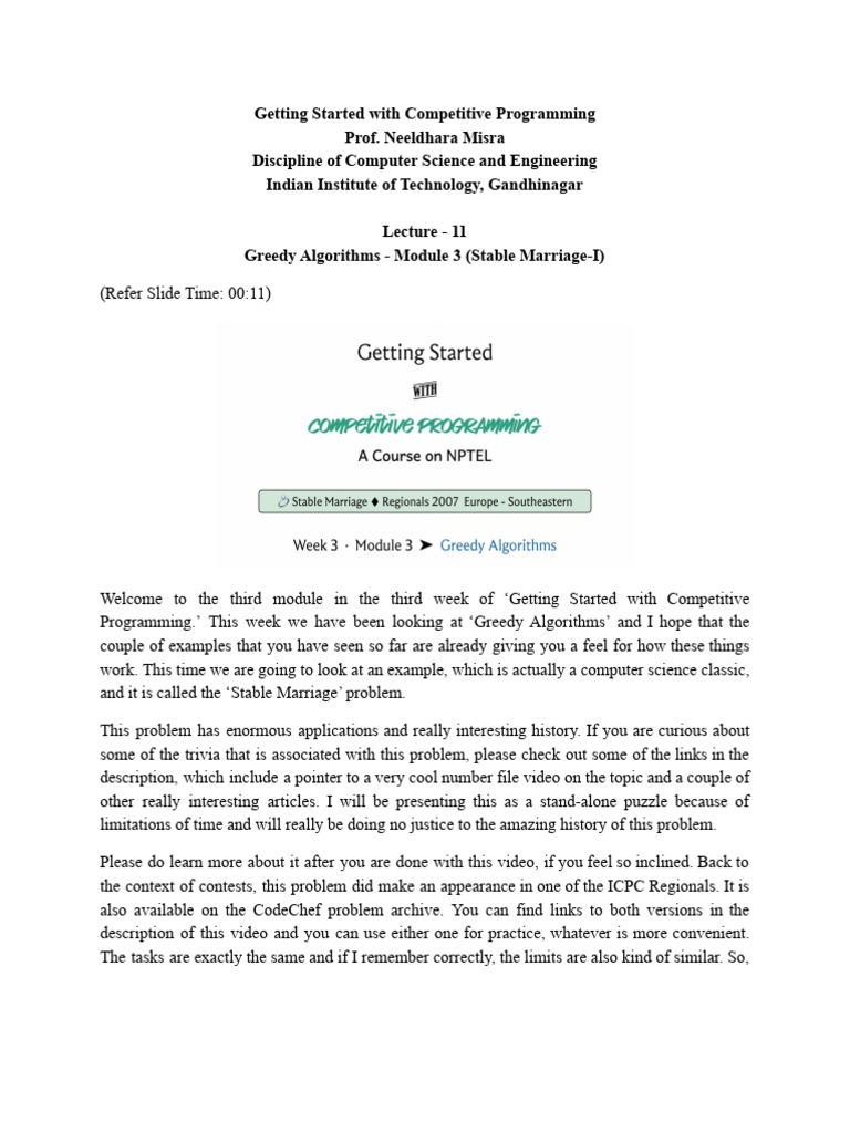 Lec 11 | PDF | Permutation | Algorithms