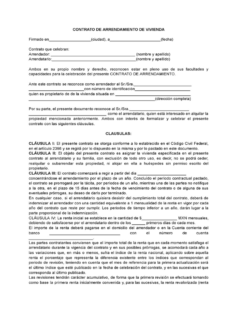 Contrato simple de arrendamiento | PDF