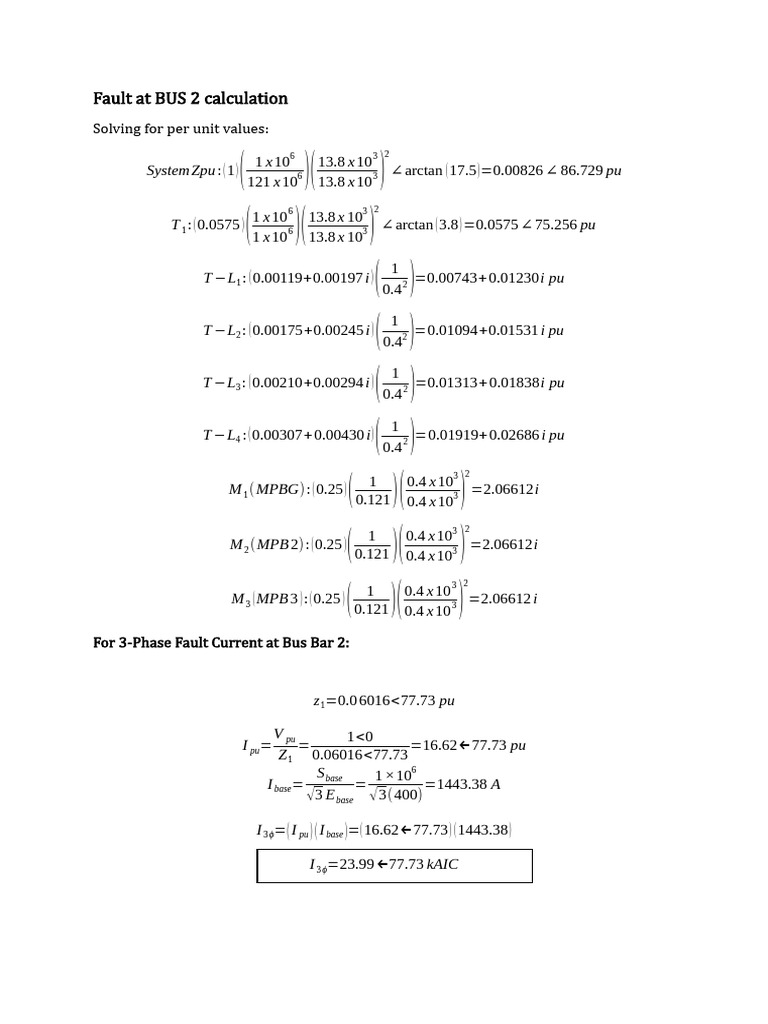 Fault Current Calculations at Bus Bars | PDF