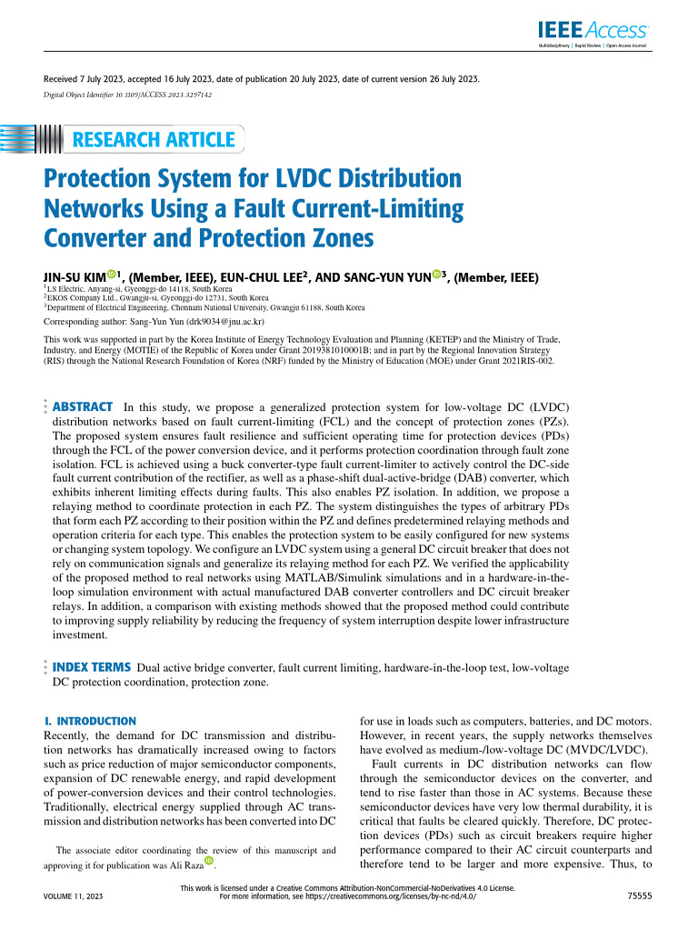 2 Protection System For LVDC Distribution Networks Using A Fault Current-Limiting Converter and ...