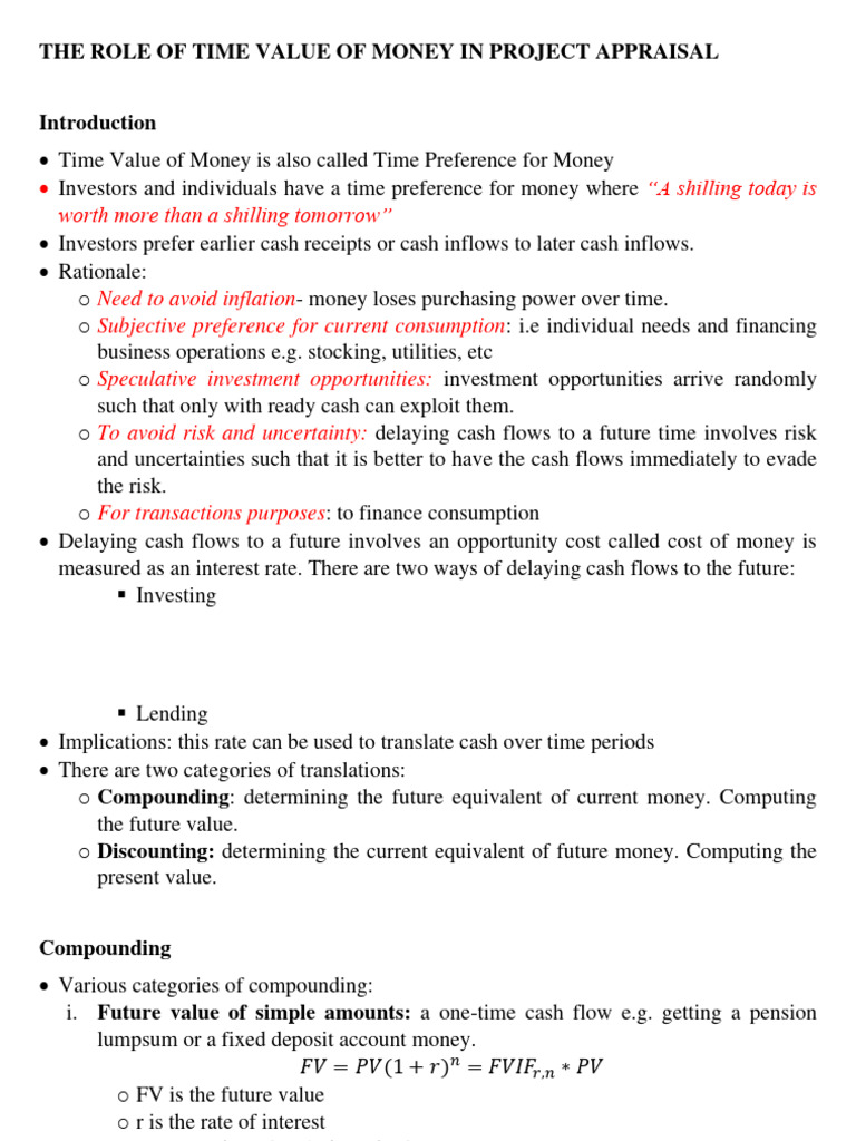 Time Value of Money in Project Appraisal | PDF | Present Value | Investing