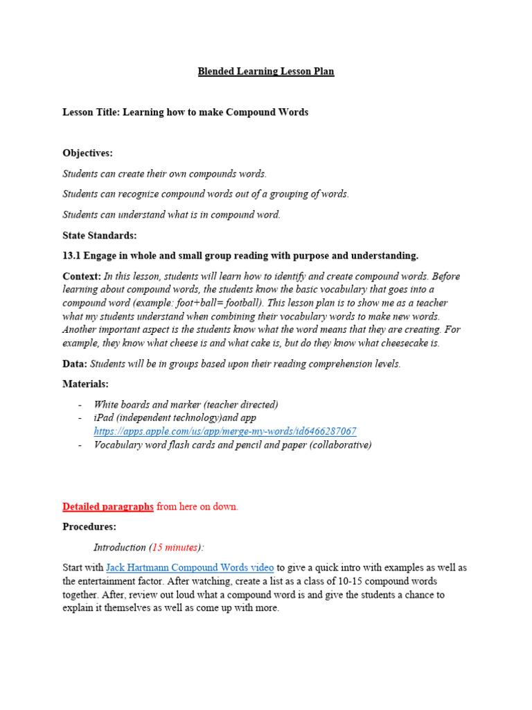 lesson plan 1 1 | PDF | Lesson Plan | Cognition