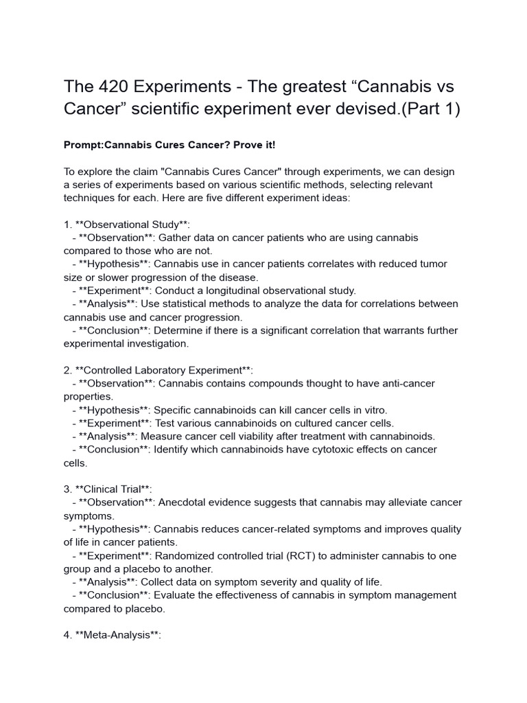 The 420 Experiments - The Greatest "Cannabis Vs Cancer" Scientific ...