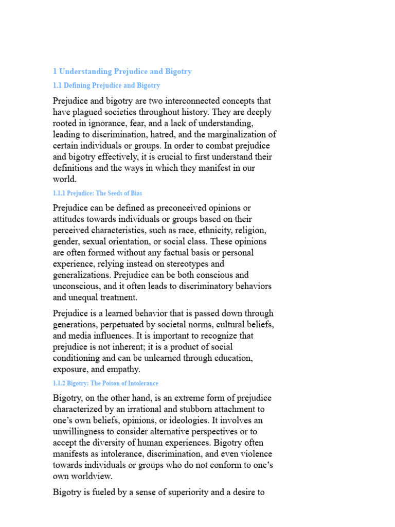 Global Harmony Combating Prejudice and Bigotry | PDF | Prejudices | Racism