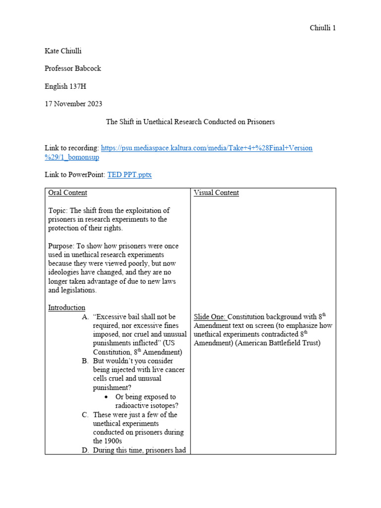 chiulli ted talk outline | PDF | Eighth Amendment To The United States ...