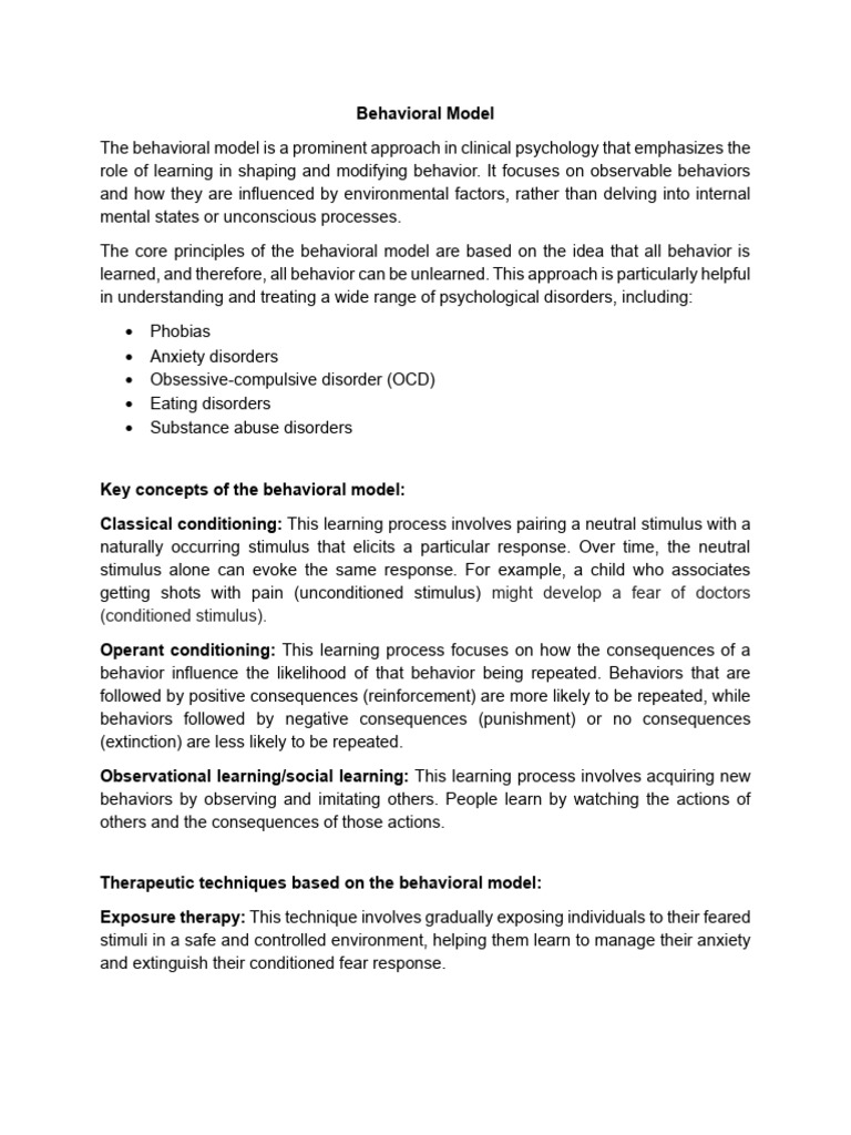 Model's in Clinical Psychology | PDF | Mental Disorder | Psychotherapy
