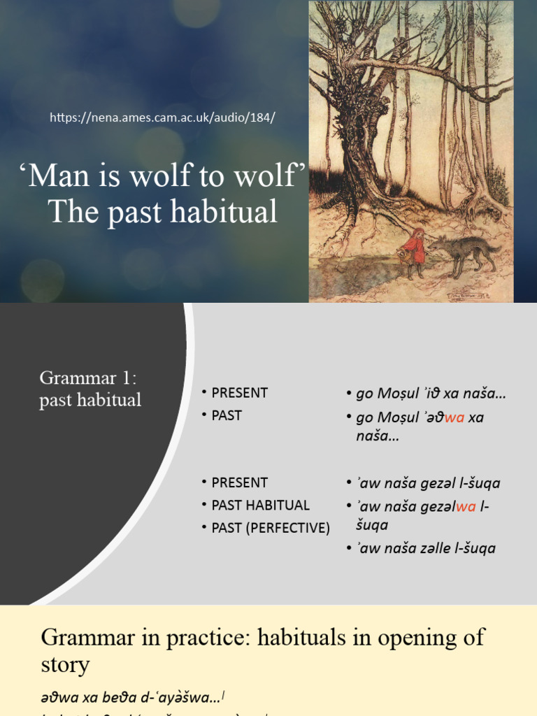 Folktale_Man_is_wolf_to_wolf_and_past_habitual | PDF | Linguistics | Languages