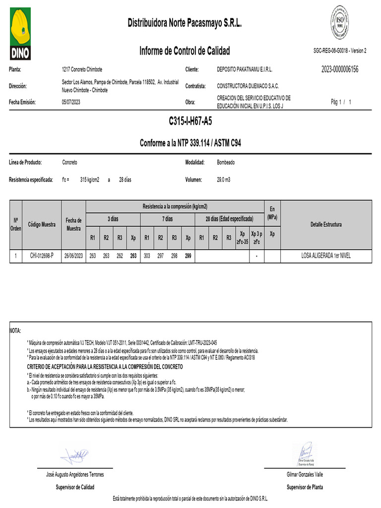 Informe de Calidad Constructora | PDF