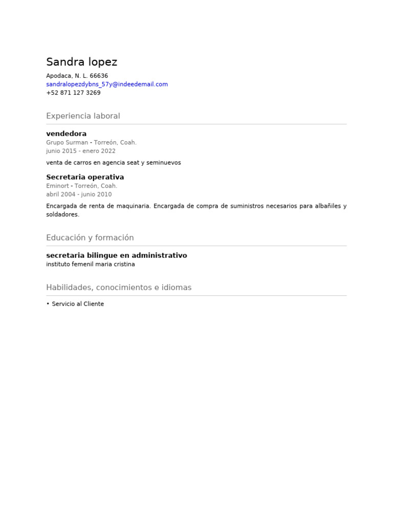 CV Sandra Lopez | PDF