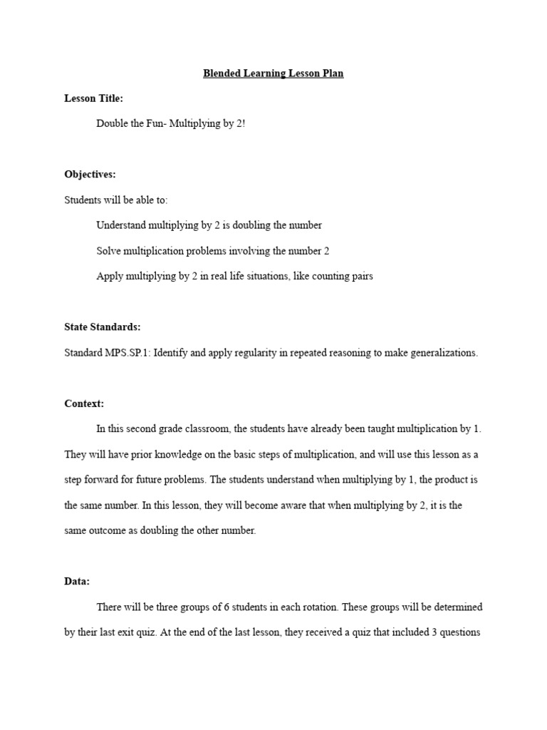 alexa cheskay unit 5 mastery- blended learning plan 2 | PDF | Multiplication | Teaching