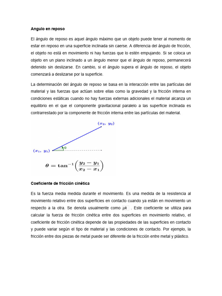 Angulo en Reposo | Descargar gratis PDF | Fricción | Fuerza