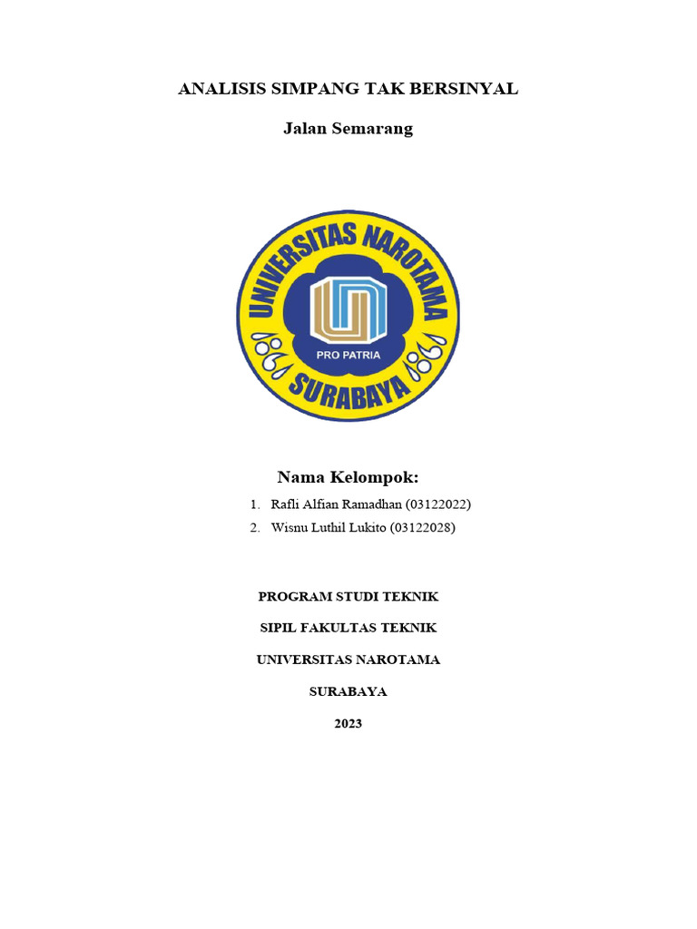 Laporan Analisis Simpang Tak Bersinyal | PDF | Teknologi & Rekayasa