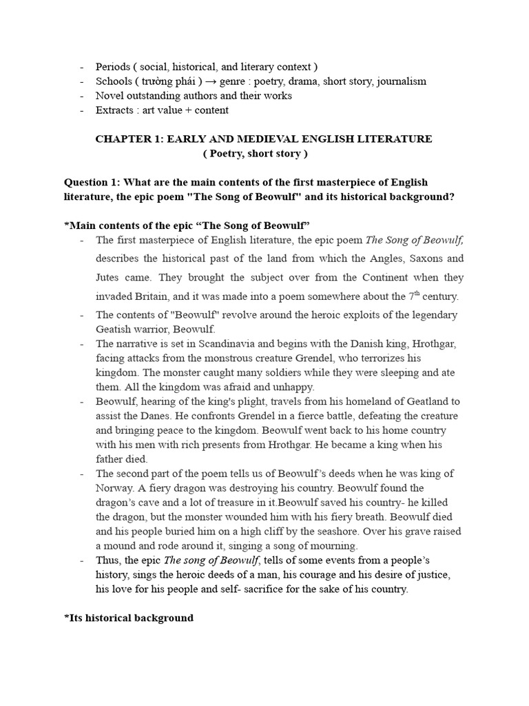 English and America Literature | PDF | Beowulf | William Shakespeare