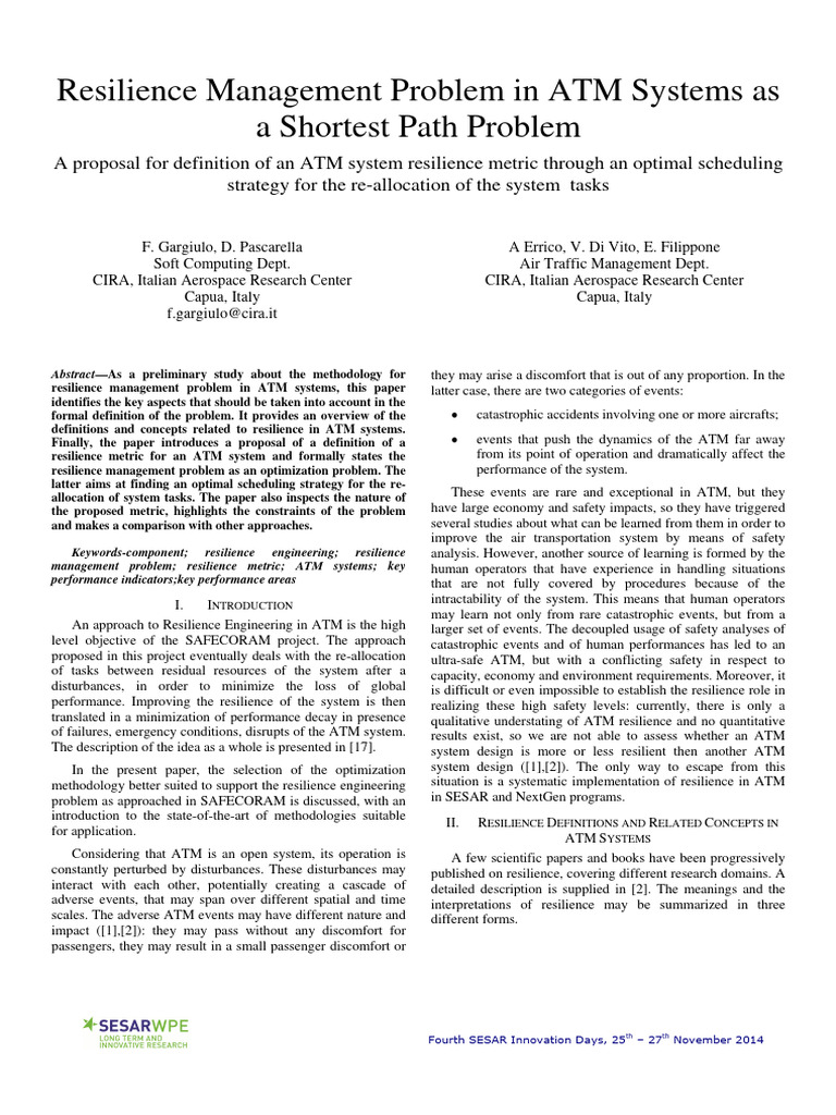 Resilience Management Problem in ATM Systems As | PDF | Science & Mathematics | Computers