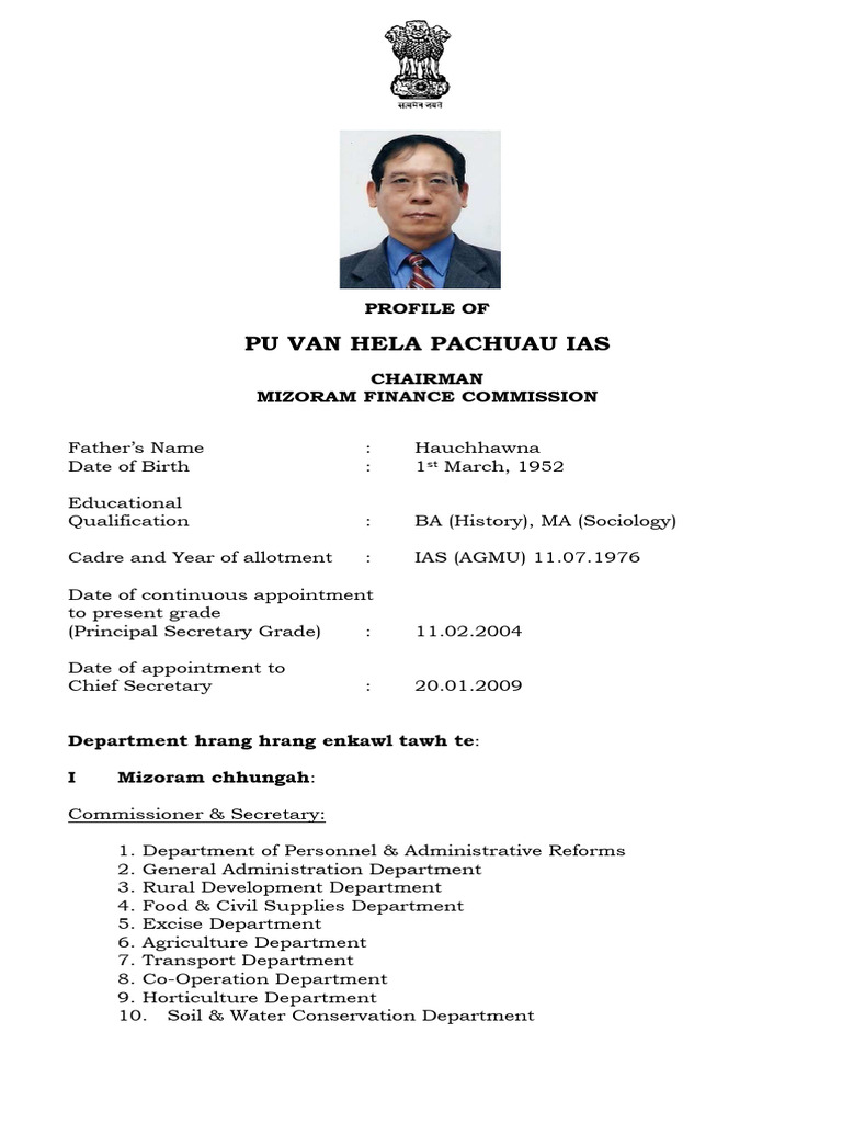 Profile of Pu Van Hela Pachuau IAS | PDF
