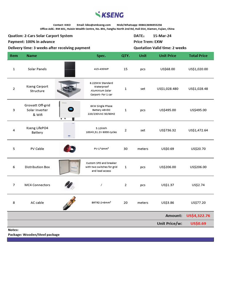 【Kseng Quotation】2-Cars Standard Waterproof Aluminium Solar Carport ...