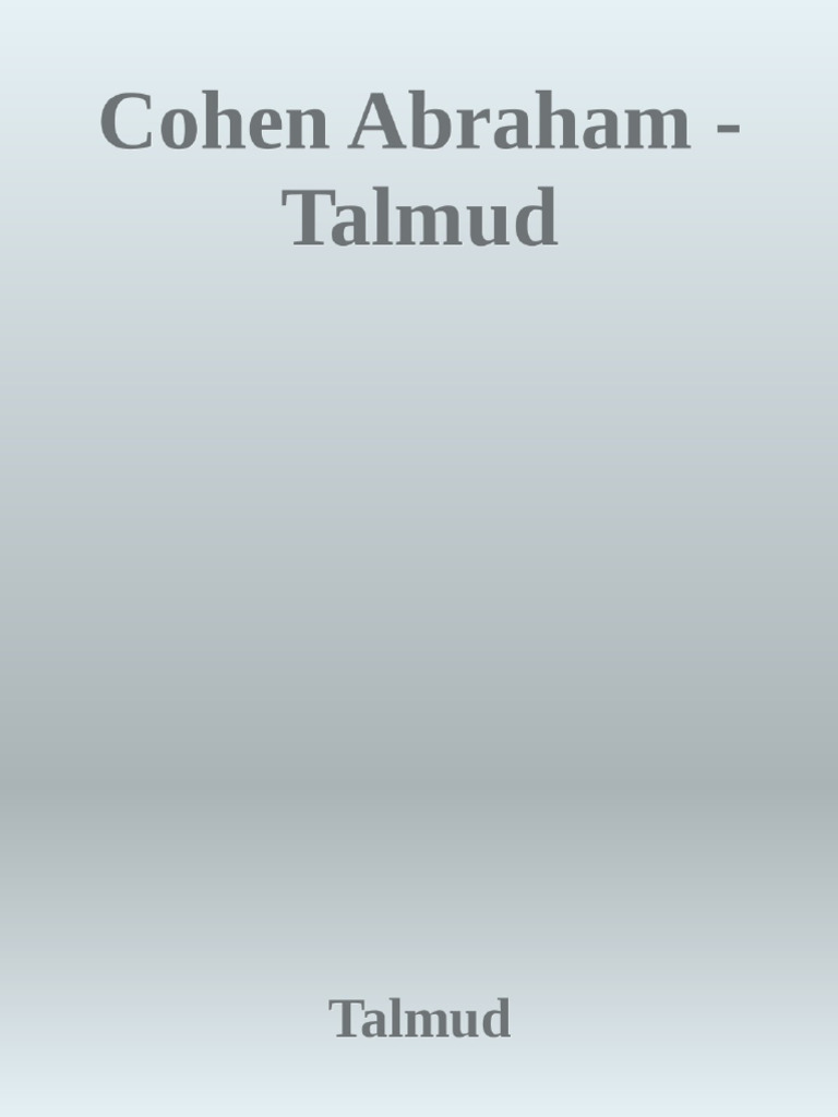 Cohen Abraham - Talmud | PDF