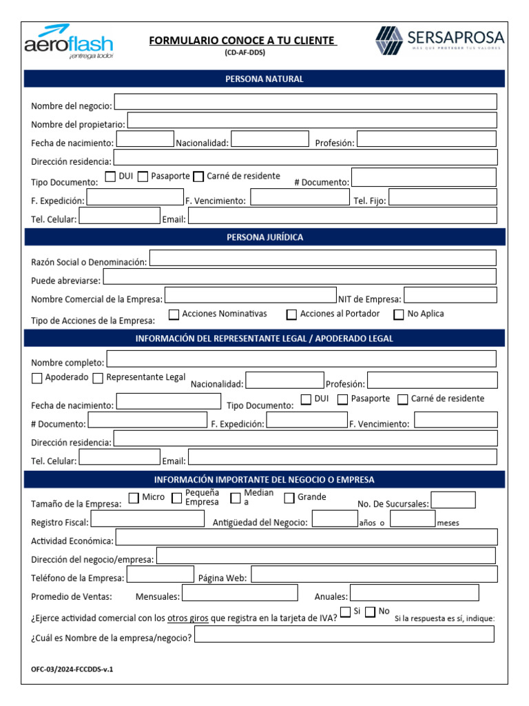 Formulario Conoce a tu Cliente | PDF | Lavado de dinero | Business