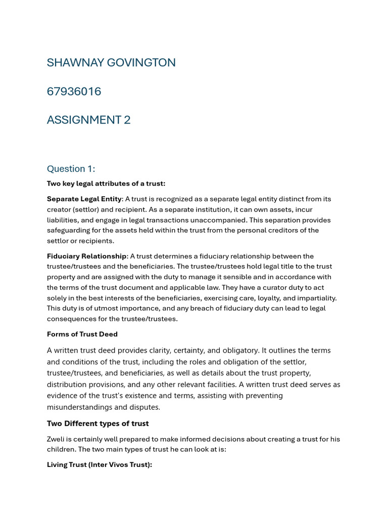 Understanding Trusts: Types and Benefits | PDF | Trustee | Legal Documents