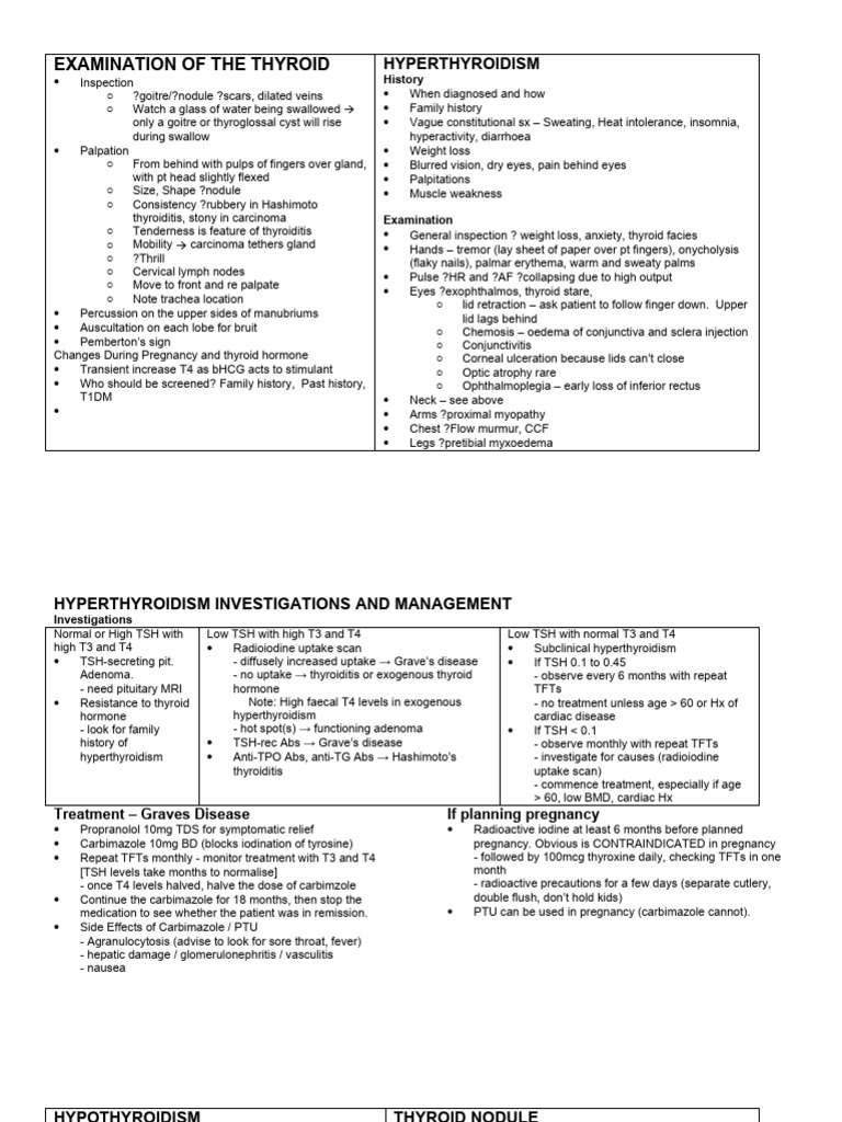 Thyroid Examination and Disorders Guide | PDF | Hyperthyroidism | Thyroid